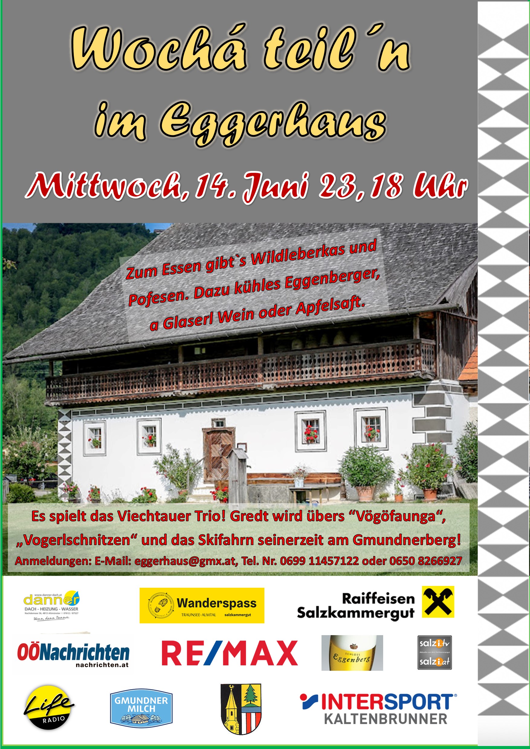 Wochá teil´n im Eggerhaus, Mi 14. Juni 23, 18 Uhr - salzi.at